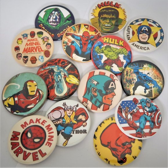 Homemade | Accessories | Marvel Pinsbuttons Vintage Art 75 Set Of 14 ...